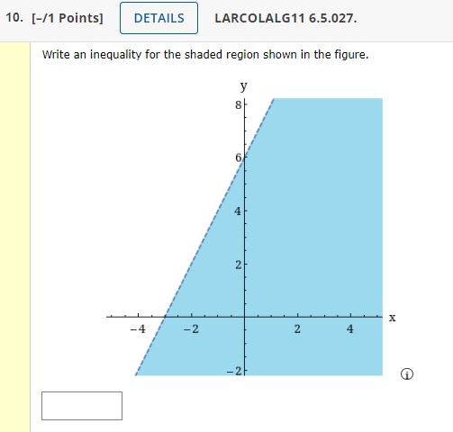Solved Write an inequality for the shaded region shown in | Chegg.com