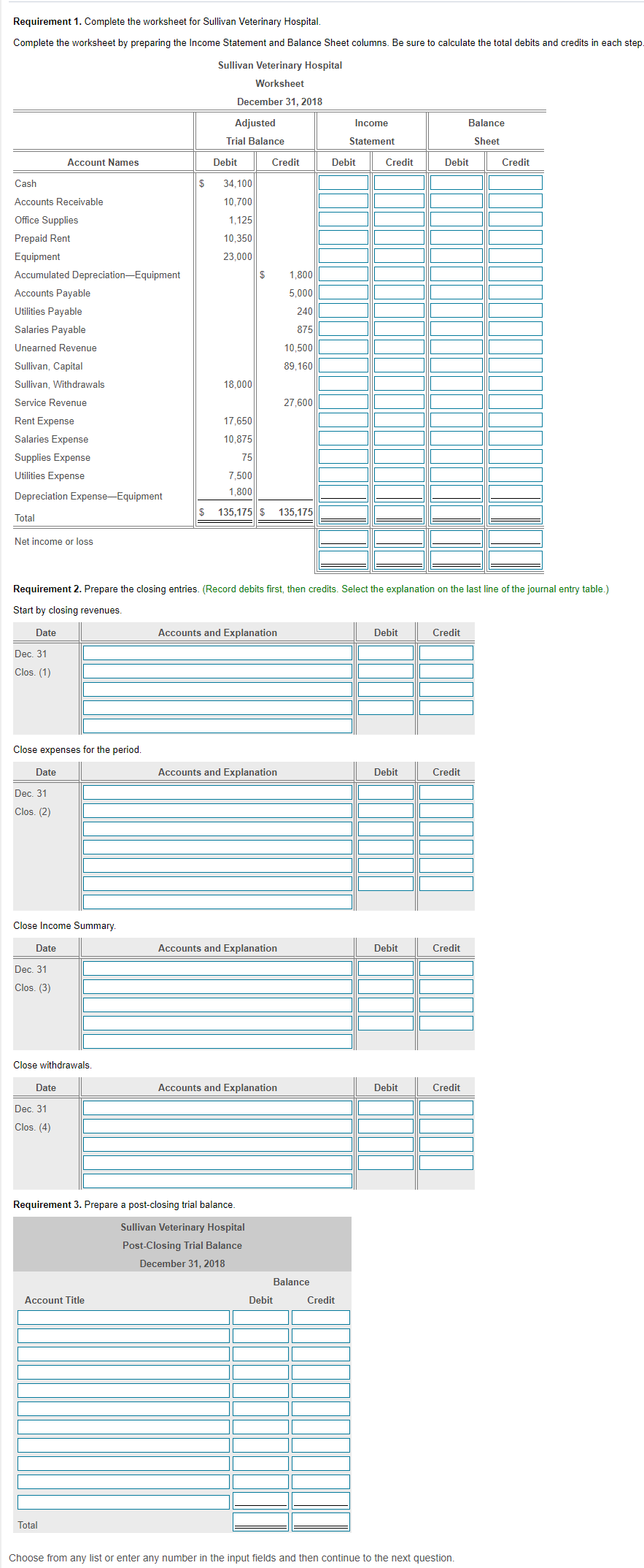 Solved Requirement 1. Complete the worksheet for Sullivan | Chegg.com