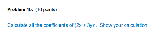 Solved Problem 4b 10 Points Calculate All The