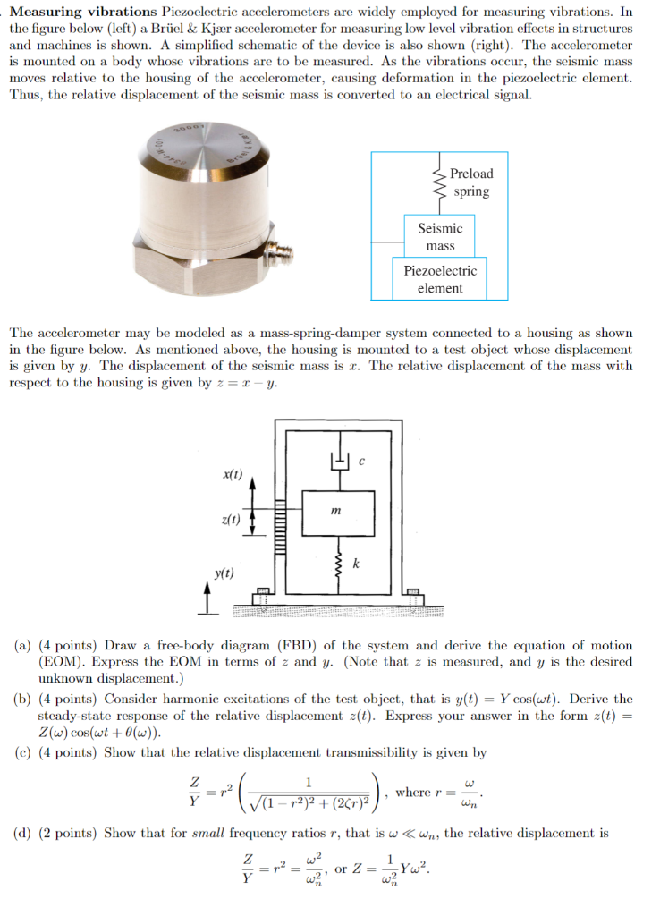 Measuring vibrations Piezoelectric accelerometers are | Chegg.com
