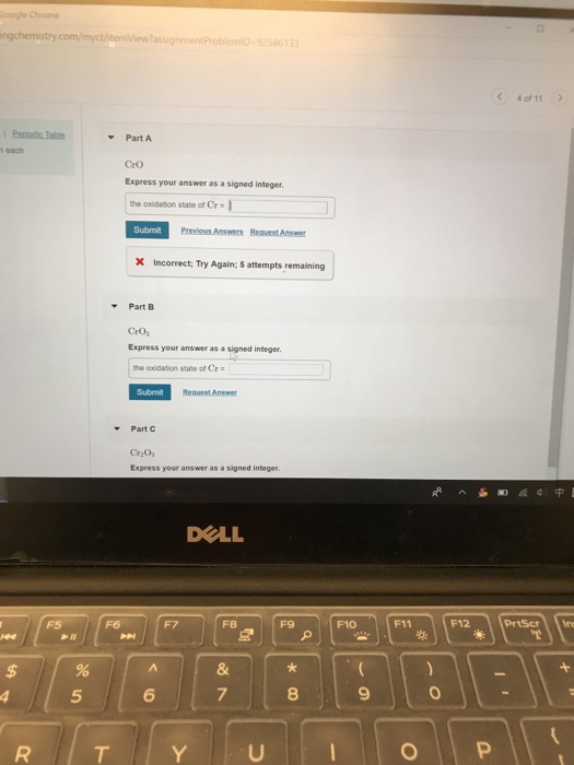 Solved Part A CrO Express your answer as a signed integer. | Chegg.com