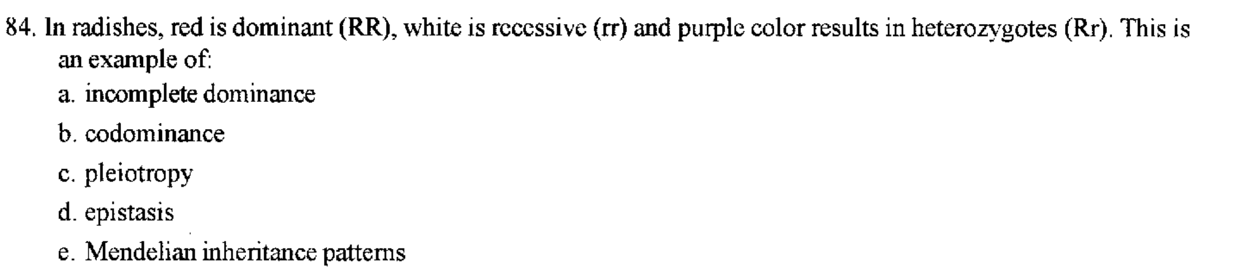Solved In radishes, red is dominant ( RR ), ﻿white is | Chegg.com