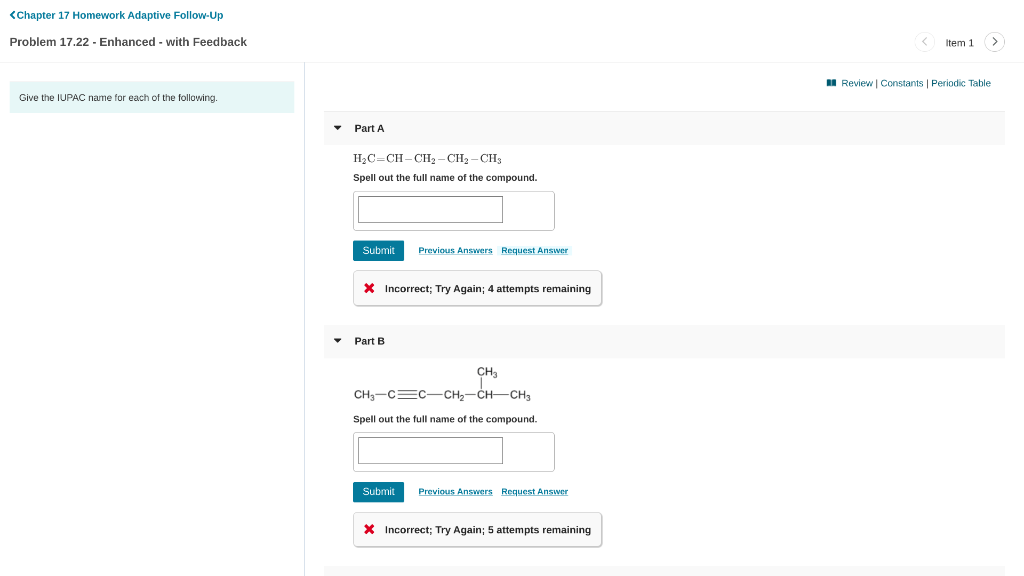 Solved A Review Constants Periodic Table Give the IUPAC | Chegg.com