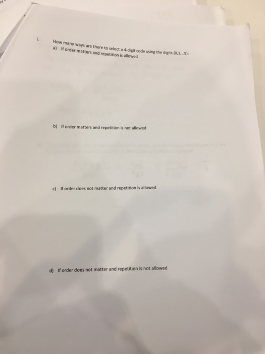 Solved How many ways are there to select a 4-digit code | Chegg.com