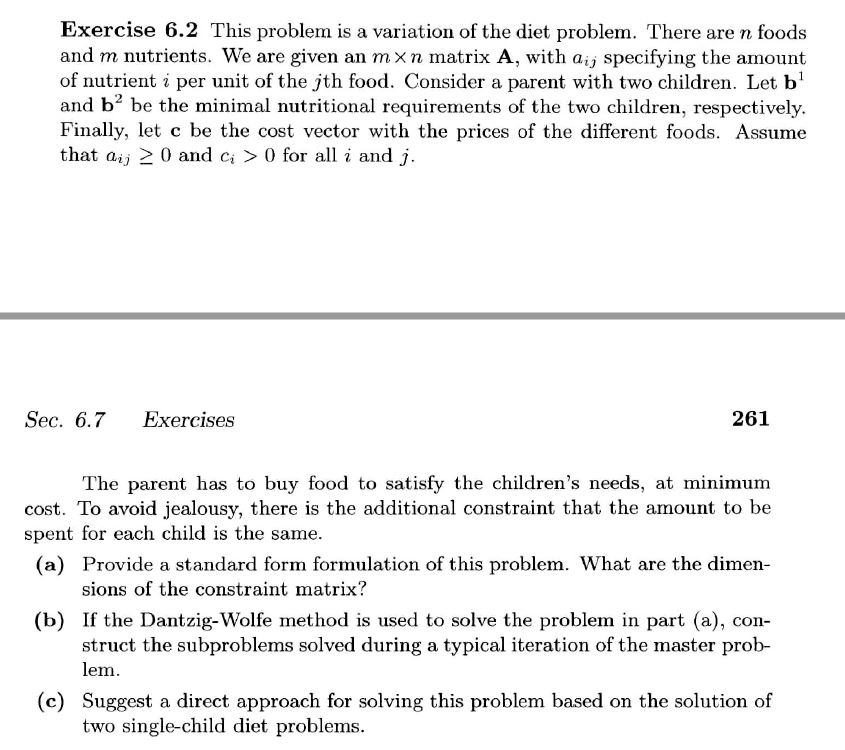 Solved Exercise 6.2 This problem is a variation of the diet | Chegg.com
