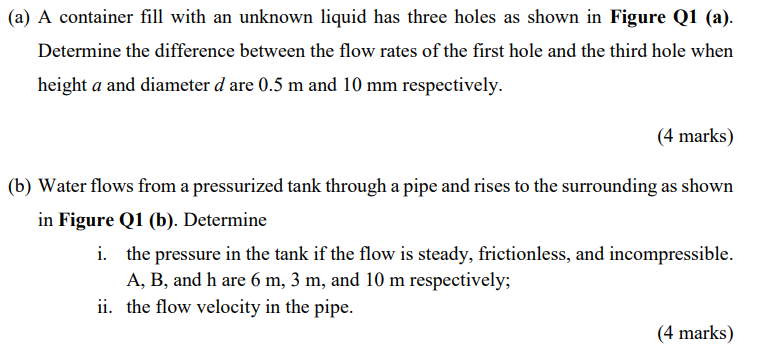 Solved (a) A container fill with an unknown liquid has three | Chegg.com