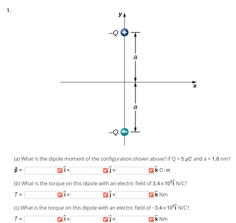 Solved 1. У. a a (a) What is the dipole moment of the | Chegg.com