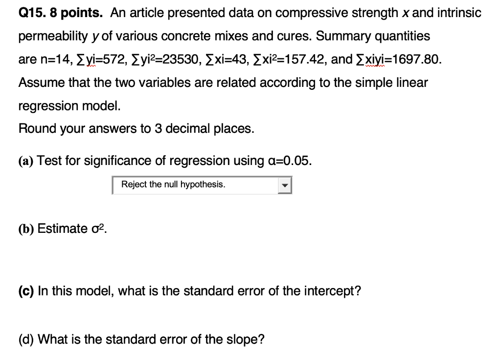Solved Q15. 8 points. An article presented data on | Chegg.com