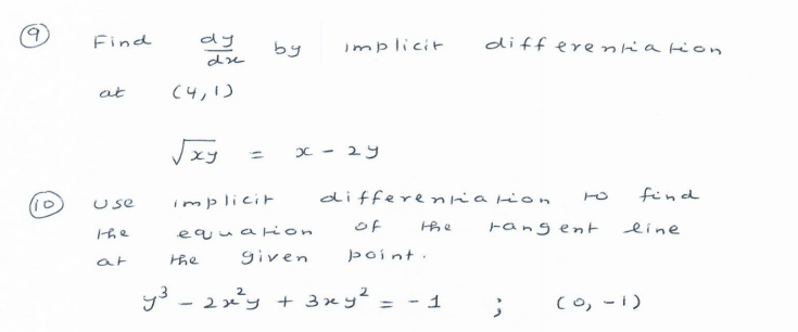 Solved (9) Find dxdy by differentiation at (4,1) xy=x−2y | Chegg.com