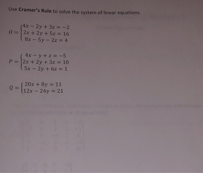 Solved Use Cramer S Rule To Solve The System Of Linear