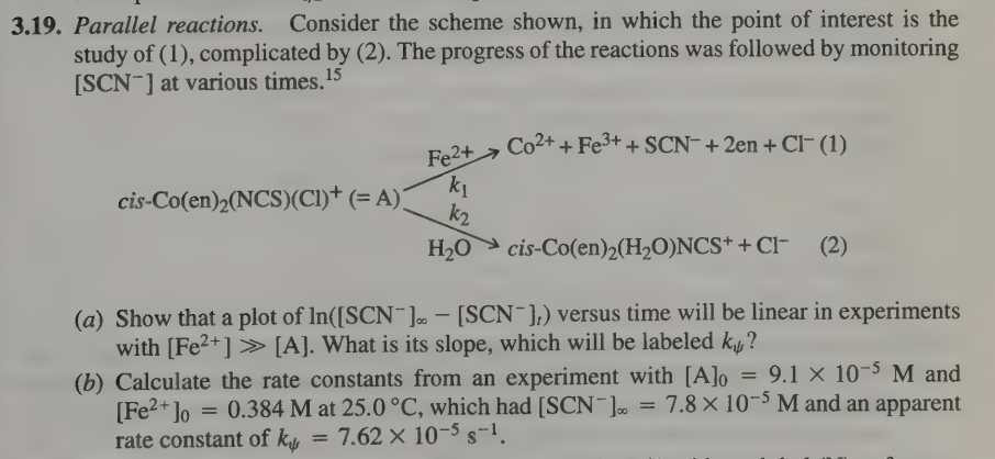3.19 Parallel reactions. Consider the scheme shown, | Chegg.com