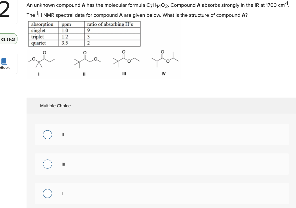 Solved 2 An unknown compound A has the molecular formula | Chegg.com