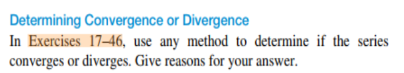 Determining Convergence or Divergence In Exercises | Chegg.com