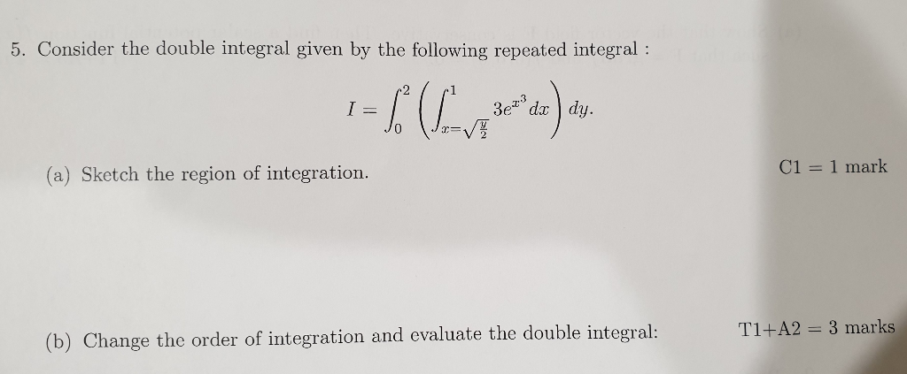 Solved 5. Consider the double integral given by the | Chegg.com