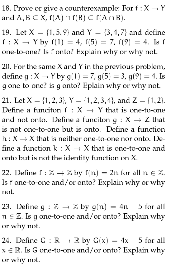 Solved 18. Prove or give a counterexample: For f:X→Y and | Chegg.com