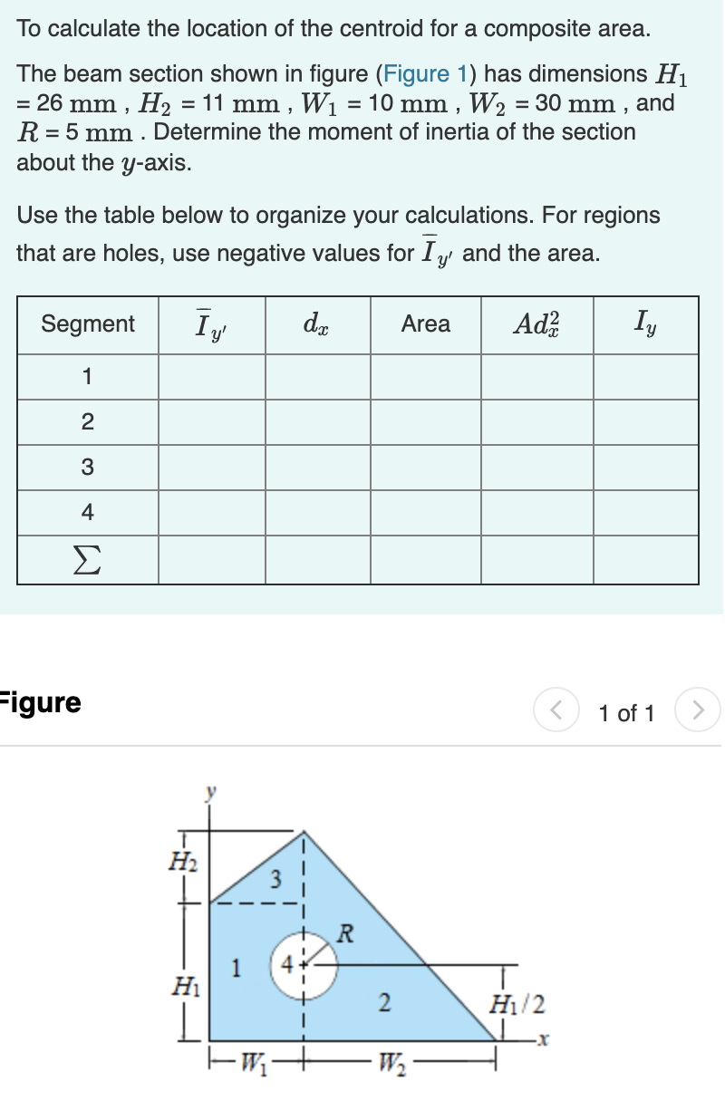 Solved To calculate the location of the centroid for a | Chegg.com