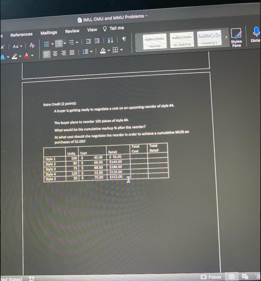 Solved IMU, CMU and MMU Problems it References AaBbccide | Chegg.com