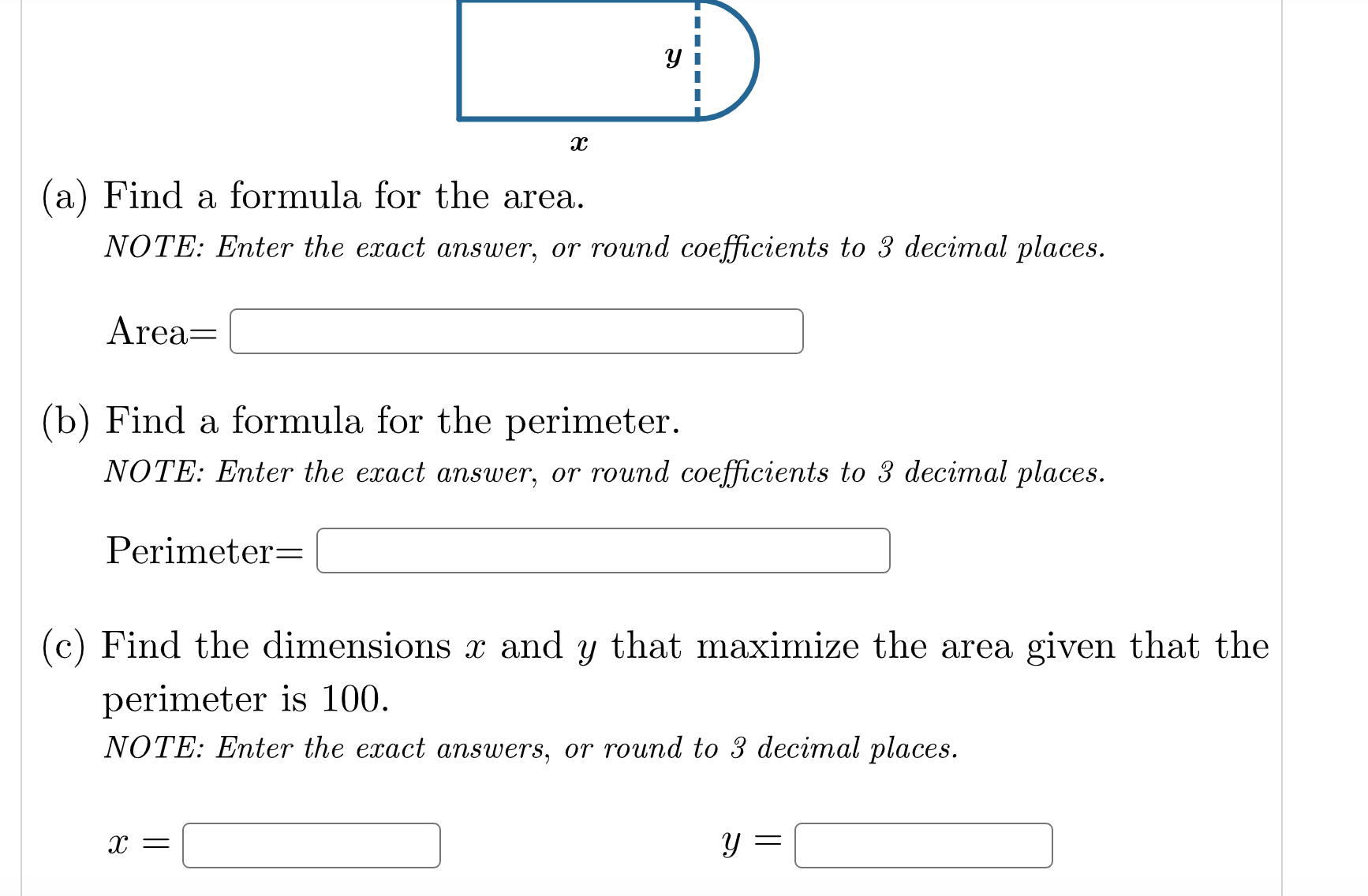 Solved х a) Find a formula for the area. NOTE: Enter the | Chegg.com