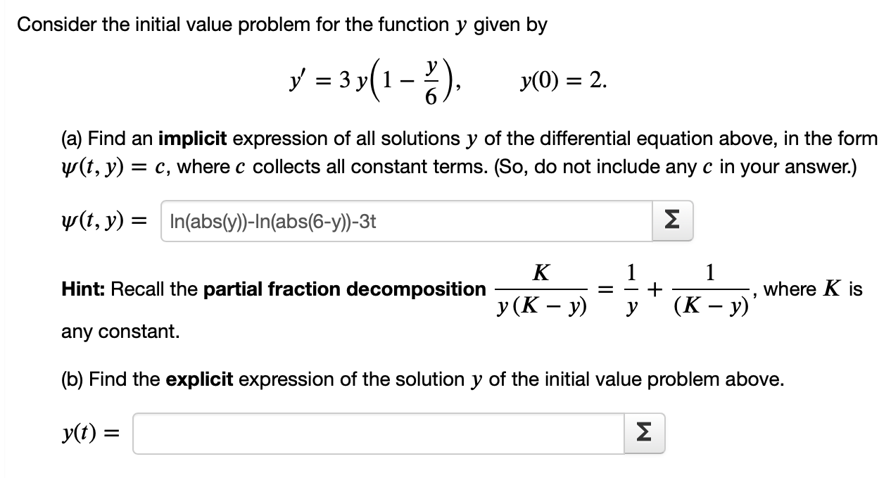 Solved Consider the initial value problem for the function y | Chegg.com
