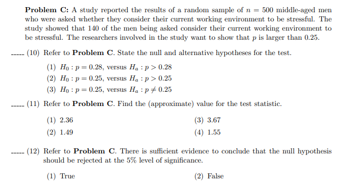 Solved Problem C: A study reported the results of a random | Chegg.com