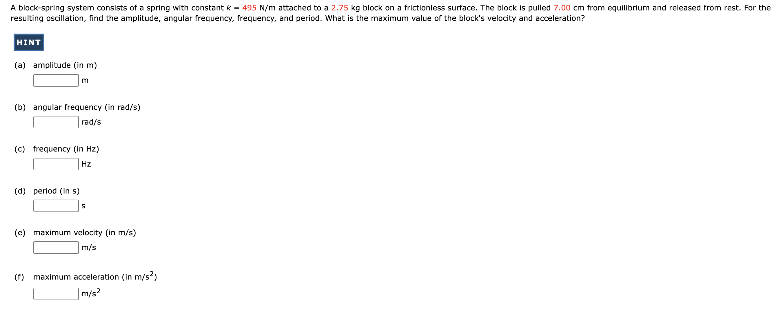 Solved resulting oscillation, find the amplitude, angular | Chegg.com