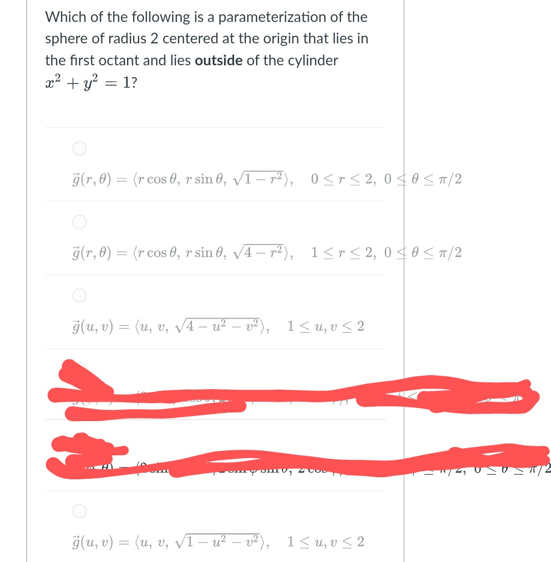 Solved Which of the following is a parameterization of the | Chegg.com