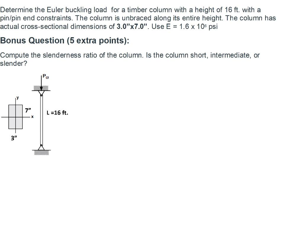 Solved Determine the Euler buckling load for a timber column | Chegg.com