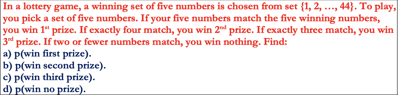 Solved In ﻿a lottery game, a winning set of ﻿five numbers is | Chegg.com
