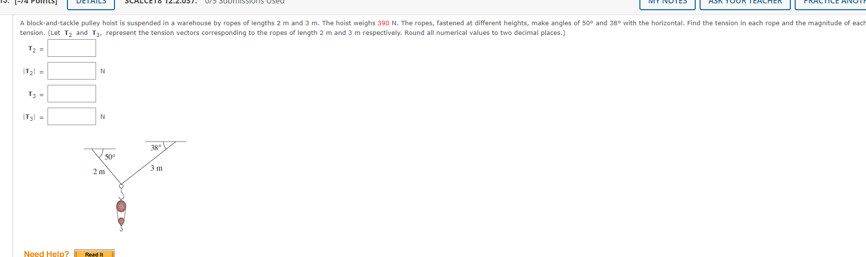 Solved tension. (Let T2 and T3, represent the tension | Chegg.com