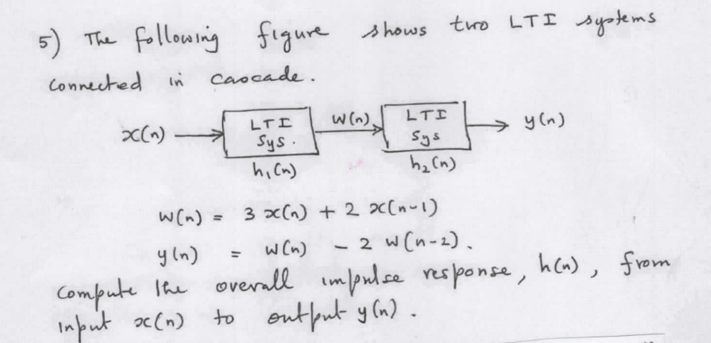 Solved 5) The following figure shows two LTI syotems | Chegg.com