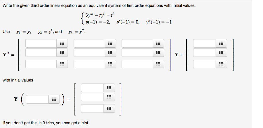 Solved Write the given third order linear equation as an | Chegg.com