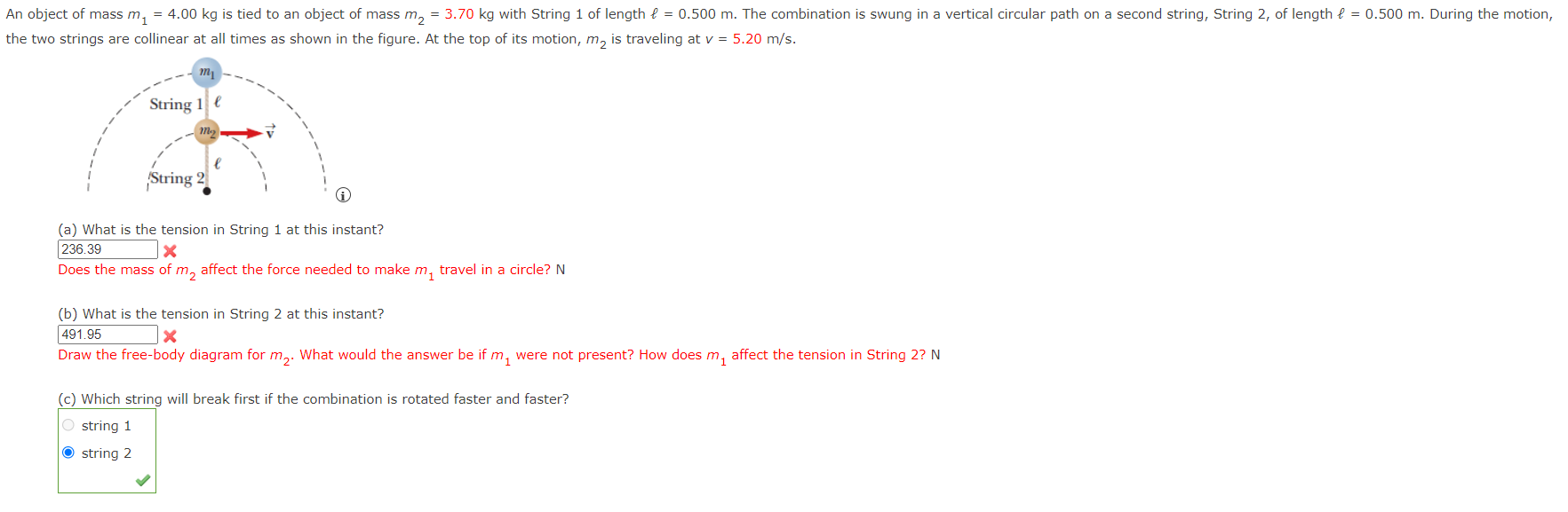 Solved the two strings are collinear at all times as shown | Chegg.com