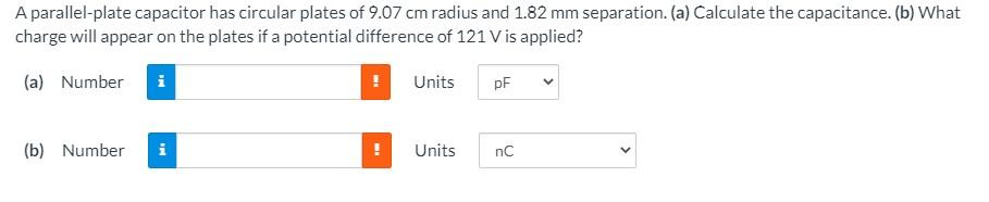 Solved A parallel-plate capacitor has circular plates of | Chegg.com