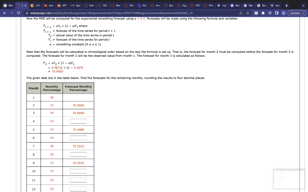 Solved Now the MSE will be computed for the exponential | Chegg.com