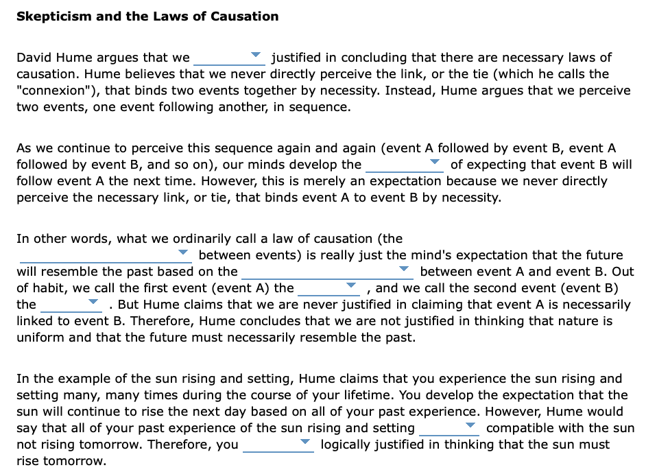 Solved 5. Empiricism - David Hume - Skepticism and Causation | Chegg.com