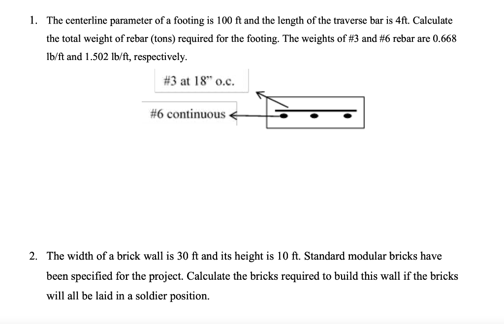 Solved 1. The centerline parameter of a footing is 100 ft | Chegg.com