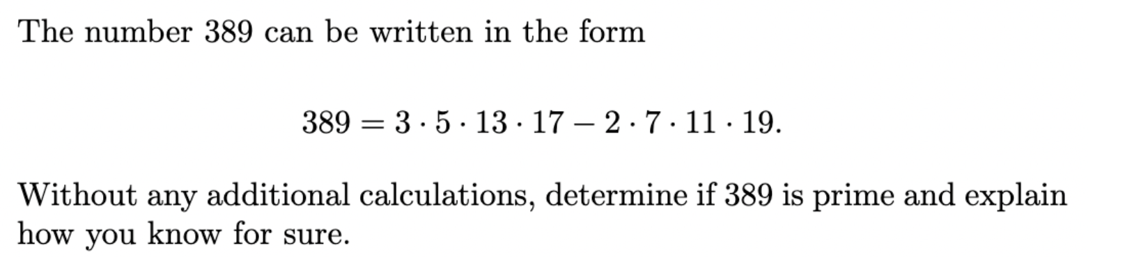 Solved The number 389 can be written in the form | Chegg.com