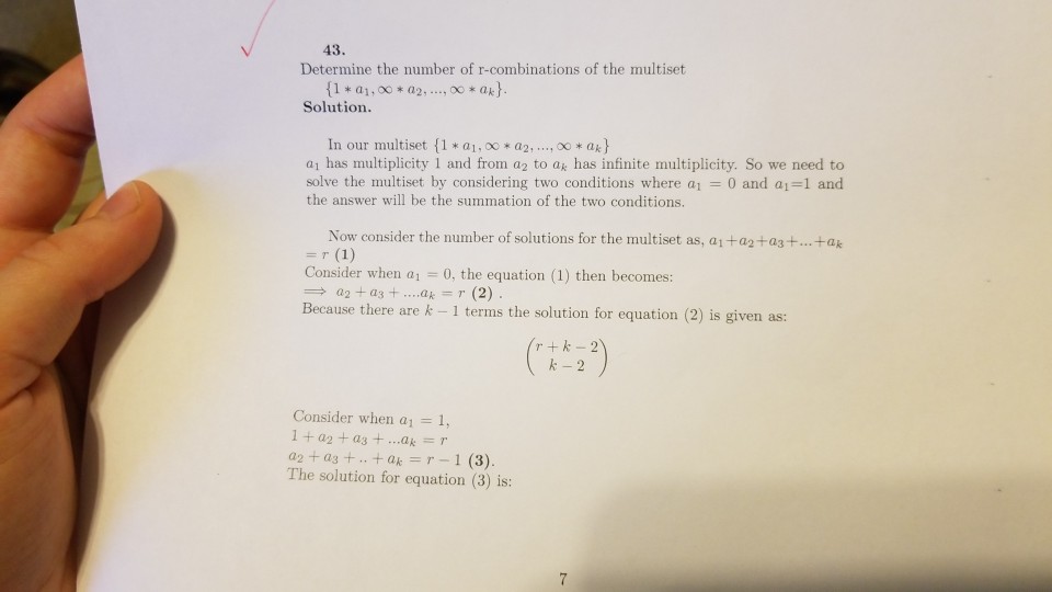 Solved 43 Determine the number of r-combinations of the | Chegg.com