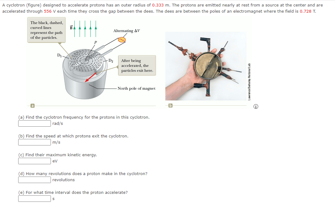 Solved A cyclotron (figure) ﻿designed to accelerate protons | Chegg.com