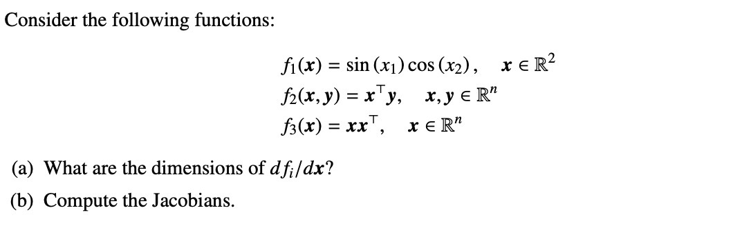 Solved Consider the following functions: | Chegg.com