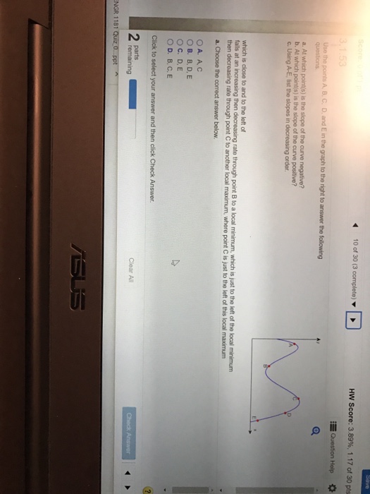 Solved Use the points A, B, C. D and E in the graph to the | Chegg.com