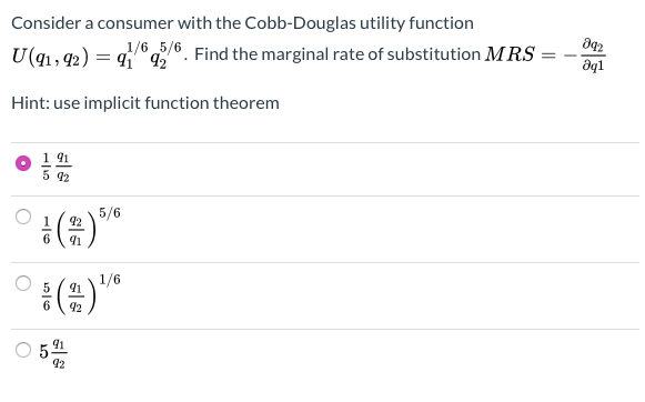 Solved Consider a consumer with the Cobb-Douglas utility | Chegg.com