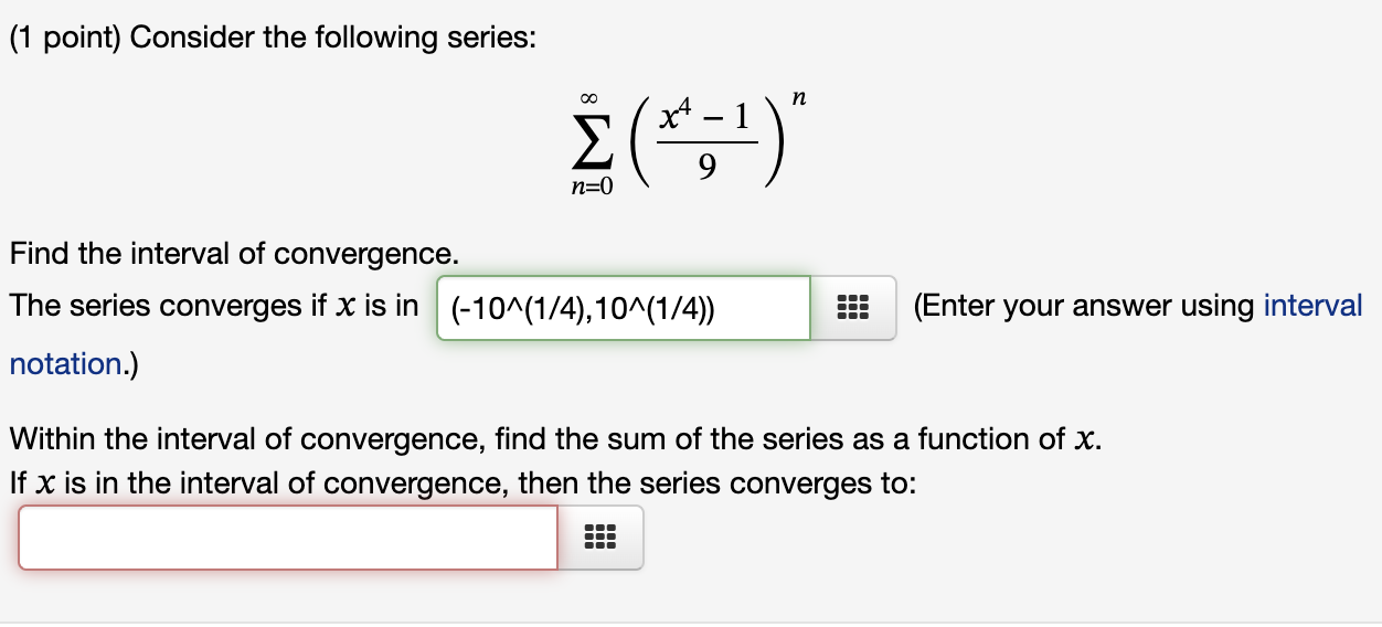 Solved (1 ﻿point) ﻿Consider the following | Chegg.com