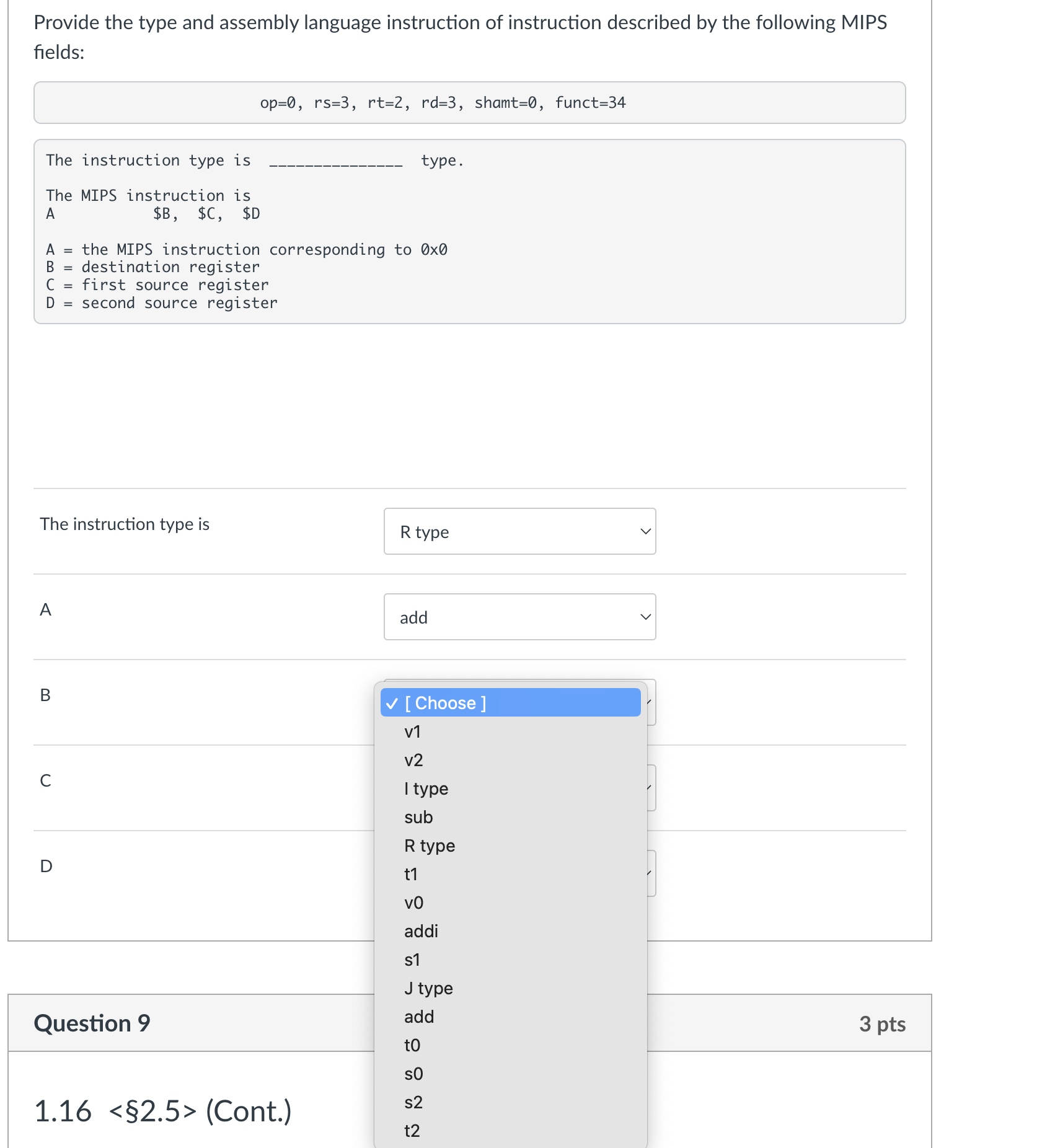 Solved Provide the type and assembly language instruction of | Chegg.com