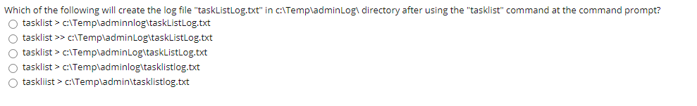 Solved Which of the following will create the log file | Chegg.com