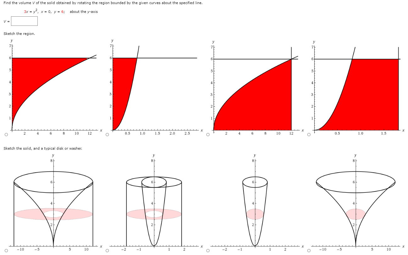 Solved Find the volume V of the solid obtained by rotating | Chegg.com