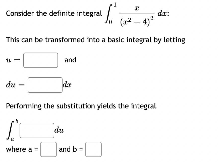 Solved a where a = X dx: Consider the definite integral 。 | Chegg.com