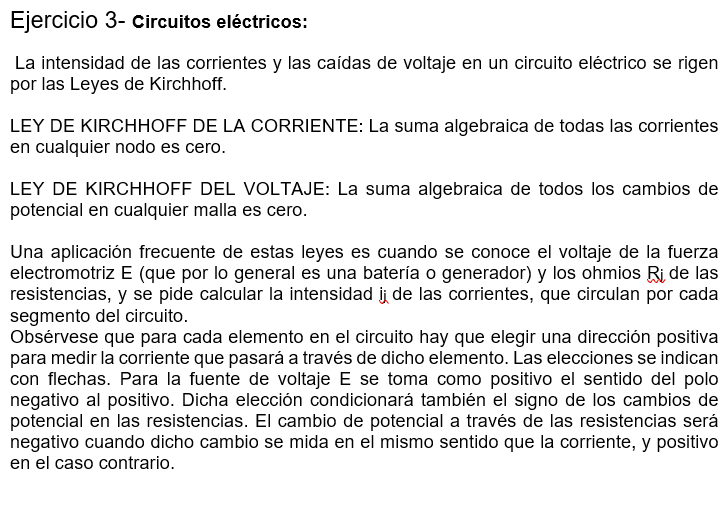 Solved Ejercicio 3- Circuitos eléctricos: La intensidad de | Chegg.com