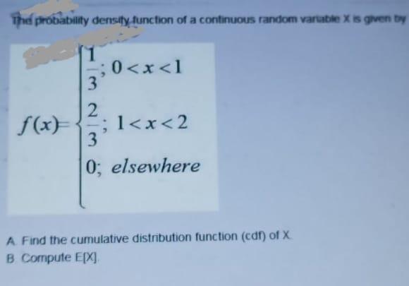 Solved The probability density function of a continuous | Chegg.com