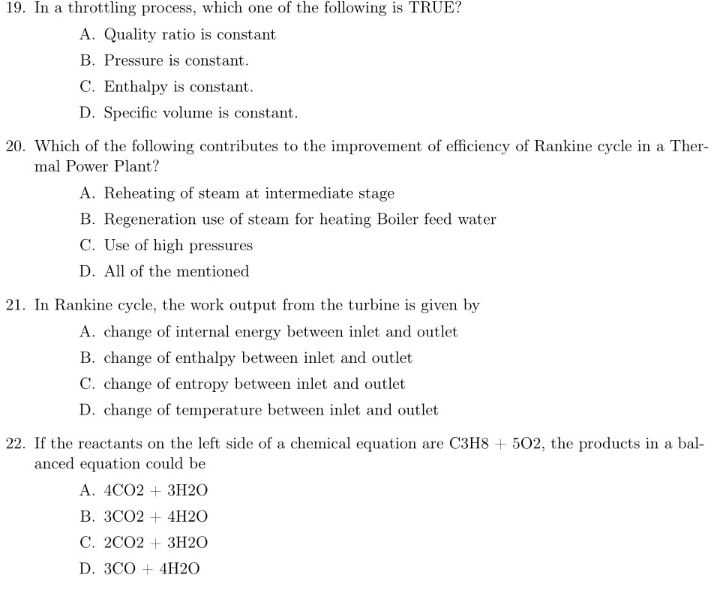 Solved 19. In a throttling process, which one of the | Chegg.com